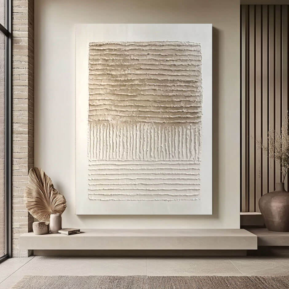 Neutral Brown Textured Abstract Wall Art - Handmade Minimalist Canvas ...