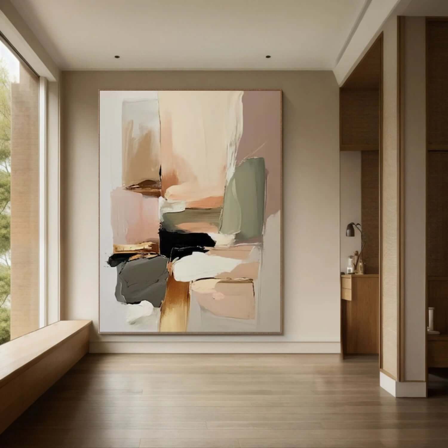 Large Minimalist Abstract Canvas - Neutral Wall Art in Muted Earthy ...
