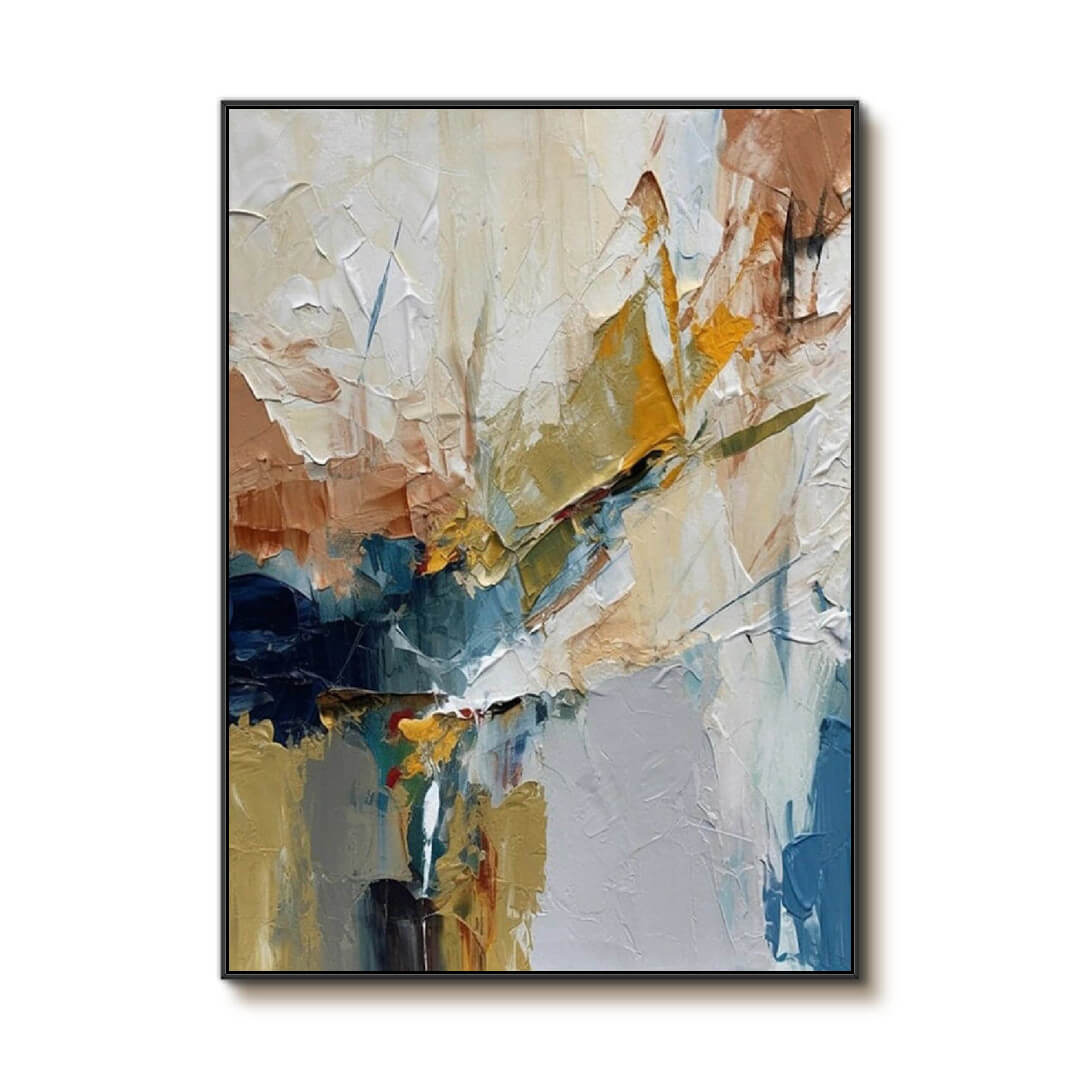 Large Abstract Canvas Wall Art - Modern Knife Painting in Blue and ...