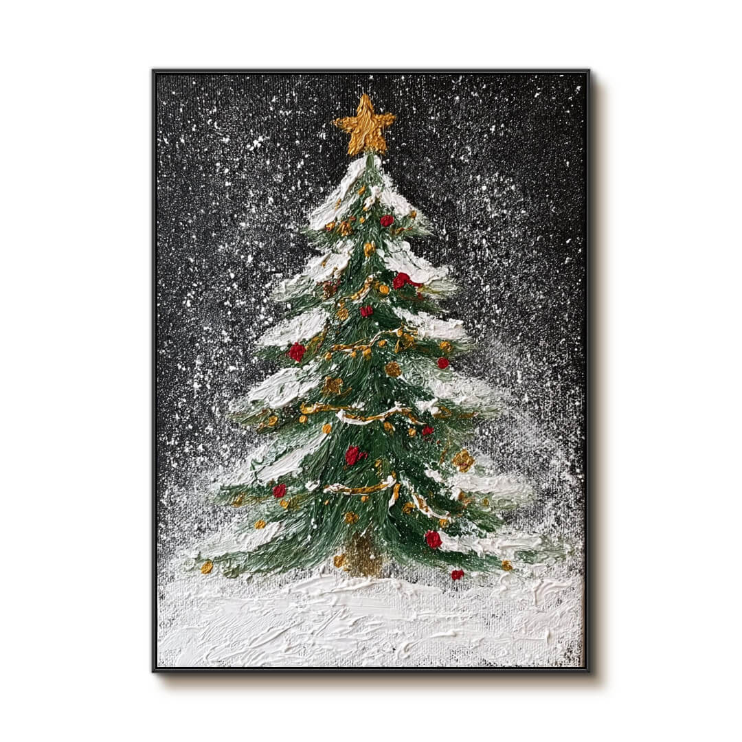 Textured Christmas Tree Wall Art | Black Snow Scene Wall Art Decor ...
