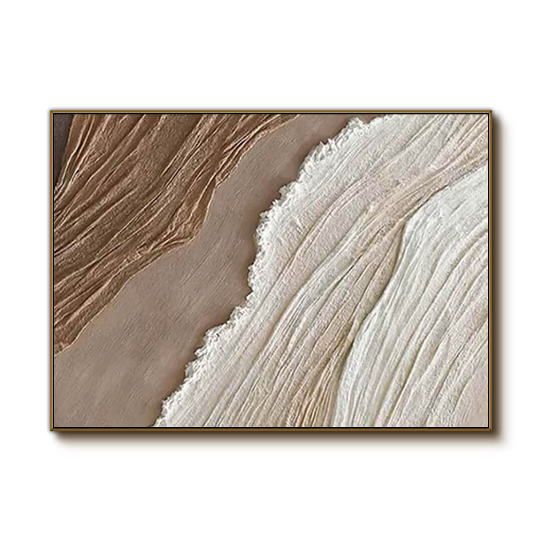 Layered Texture Abstract Wall Art in Natural Brown and White Tones ...