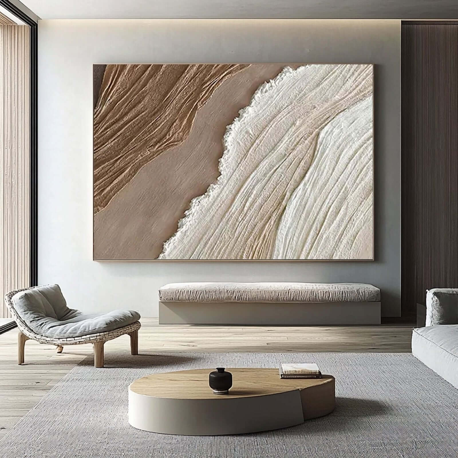 Layered Texture Abstract Wall Art in Natural Brown and White Tones ...